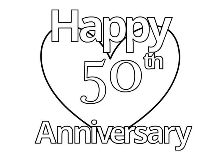 50th Wedding Anniversary | Coloring Page
