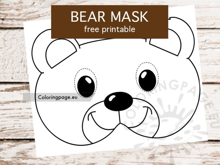 Bear mask template | Coloring Page