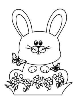 Easter Bunny in Grass | Coloring Page
