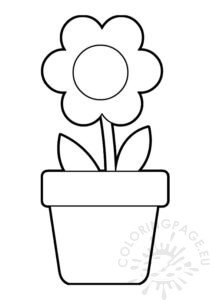 Easy Flower in Pot | Coloring Page
