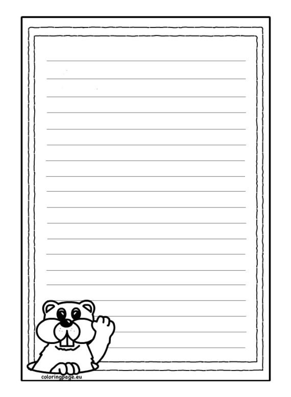 Groundhog's Day Writing Paper | Coloring Page