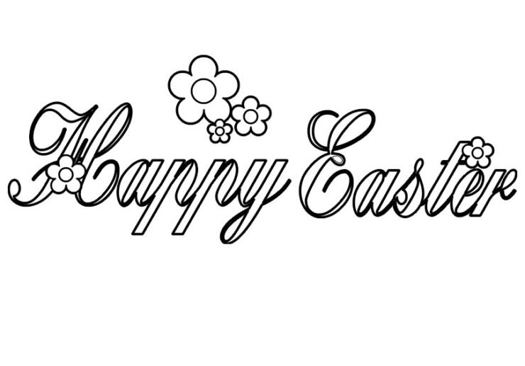 Cursive Happy Easter | Coloring Page