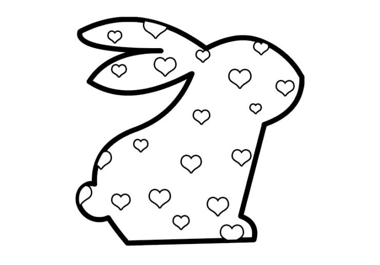 Rabbit with hearts | Coloring Page