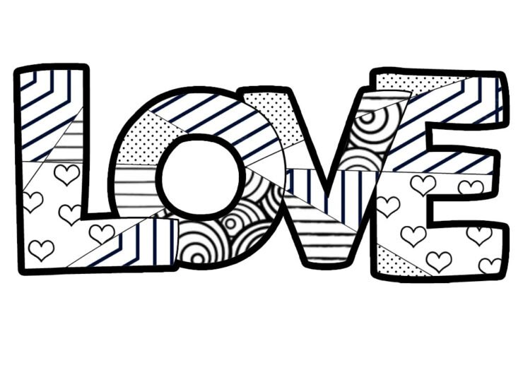 Free printable Zentangle love | Coloring Page