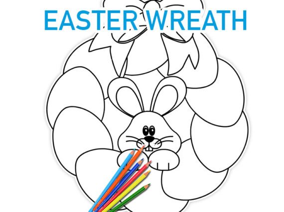 Easter Bunny Wreath | Coloring Page