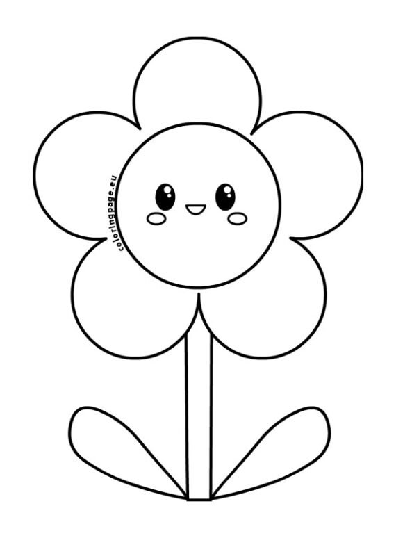 Happy Face Flower | Coloring Page