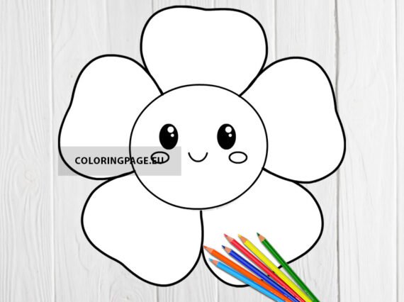 Printable Kawaii flower | Coloring Page