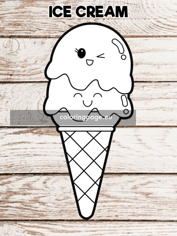 Kawaii Ice Cream | Coloring Page
