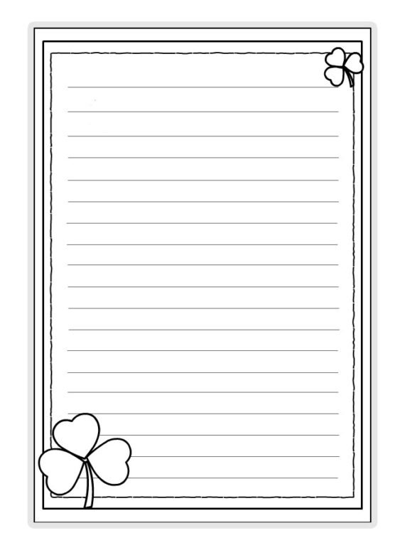St Patrick's Day Writing Paper | Coloring Page
