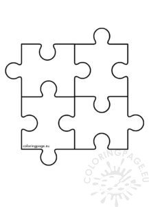 Four puzzle pieces | Coloring Page