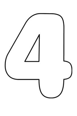 4 bubble letter | Coloring Page