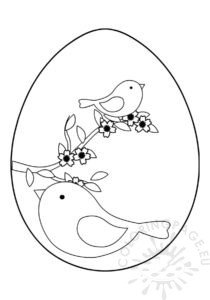 Easter Egg with Birds | Coloring Page