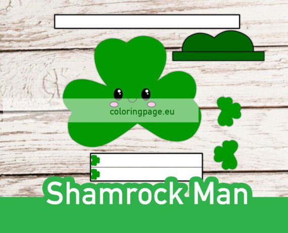 Shamrock Man paper craft template | Coloring Page