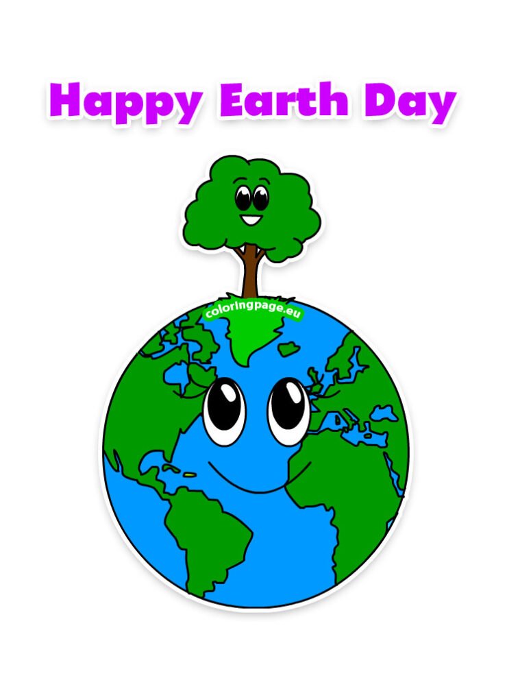 Earth and tree | Coloring Page
