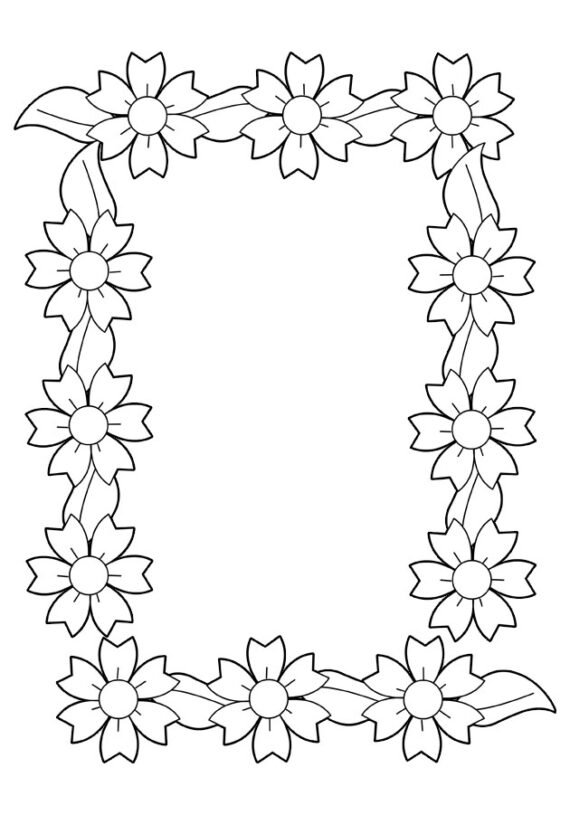 Flower page border | Coloring Page