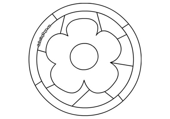 Flower Stained Glass Window | Coloring Page