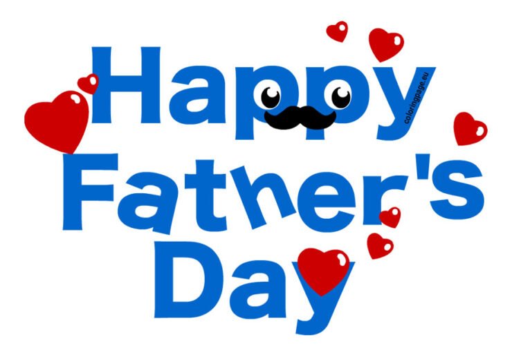 Happy Father's Day with Hearts | Coloring Page
