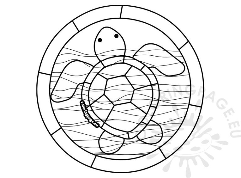 Sea turtle glass stained pattern | Coloring Page