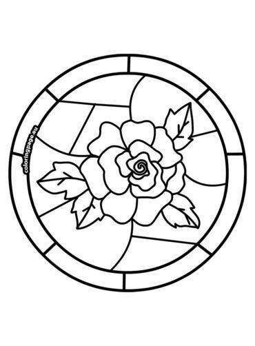 Stained glass rose | Coloring Page