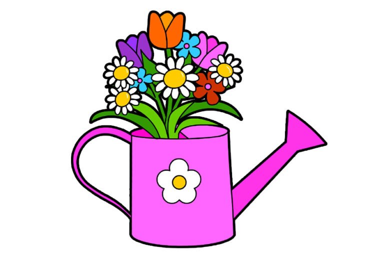 Watering Can Flower | Coloring Page