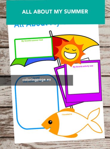 All About My Summer | Coloring Page