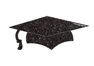 Black glitter Graduation cap | Coloring Page