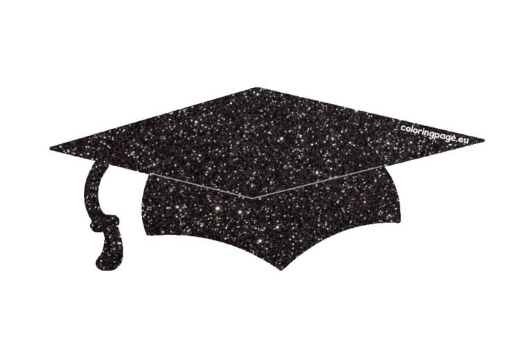 Black glitter Graduation cap | Coloring Page