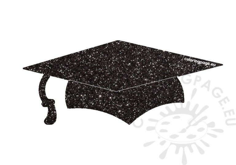 Black glitter Graduation cap | Coloring Page