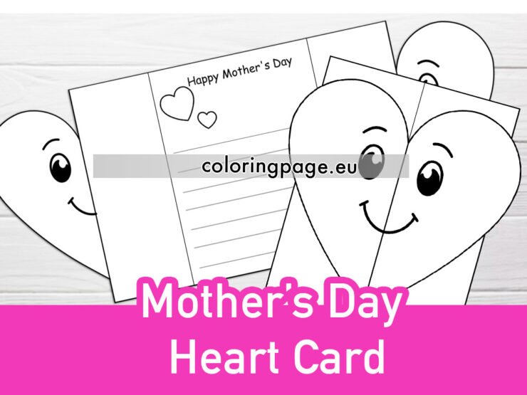 Printable Mother's Day folding heart card | Coloring Page