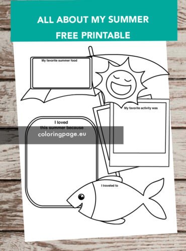 All About My Summer Writing Frame | Coloring Page