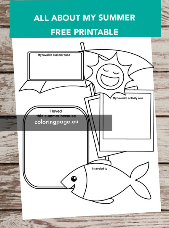 All About My Summer Writing Frame | Coloring Page