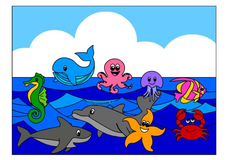 Ocean animal cartoon | Coloring Page