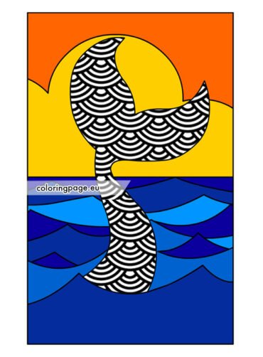 Mermaid tail sunset | Coloring Page