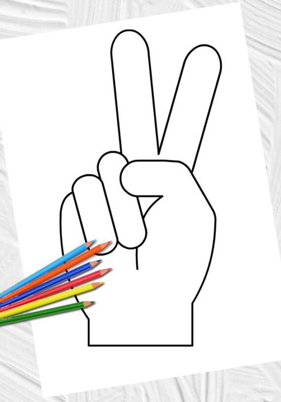 Peace sign hand | Coloring Page