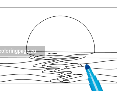Sunrise over Mountains | Coloring Page