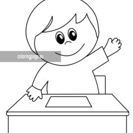 Boy Raising Hand | Coloring Page