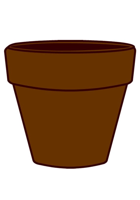 Brown flower pot | Coloring Page