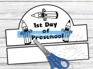 Free First Day Preschool crown template | Coloring Page