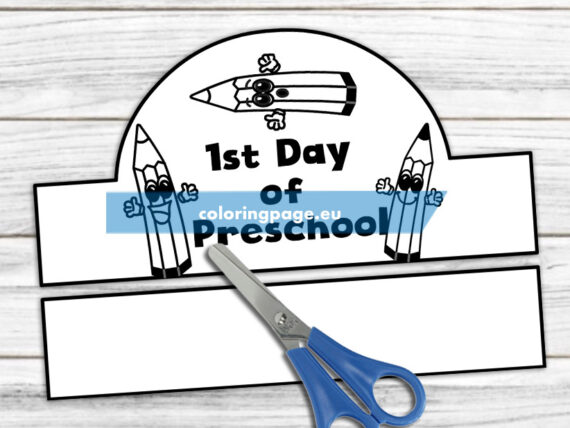 Free First Day Preschool crown template | Coloring Page