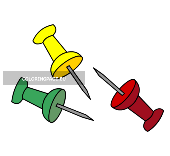 Three push pins | Coloring Page