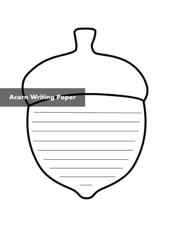 Acorn Writing Paper | Coloring Page