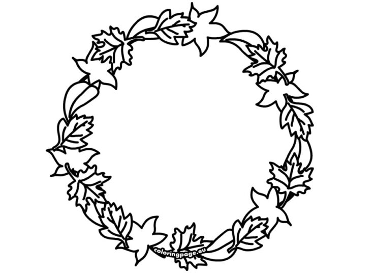 Printable Fall leaves in circle | Coloring Page