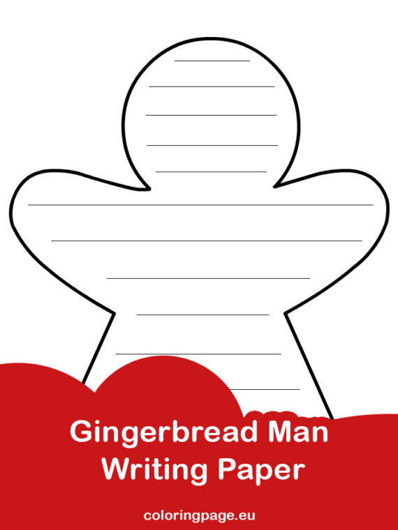 Gingerbread Man Writing Paper | Coloring Page
