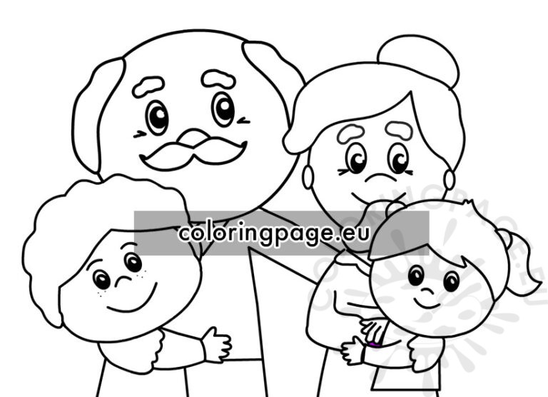 Grandparents with grandkids | Coloring Page