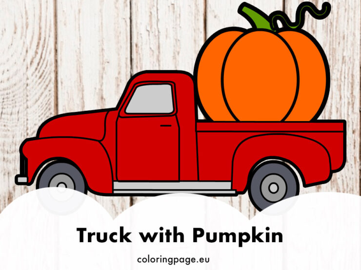 Truck with Pumpkin | Coloring Page