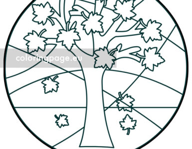 Autumn tree circle | Coloring Page