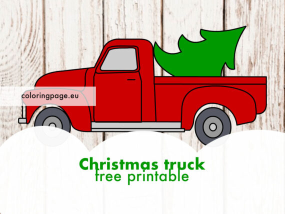 Free Red Christmas truck | Coloring Page