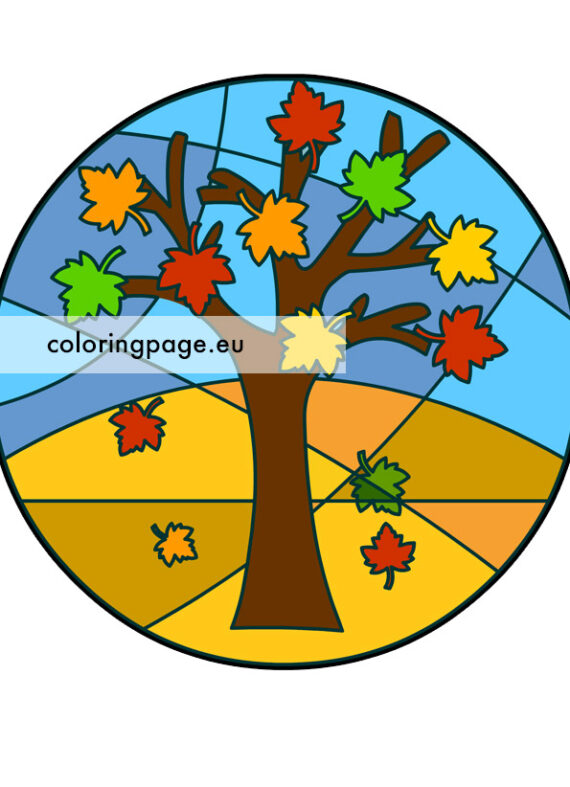 Autumn tree circle | Coloring Page