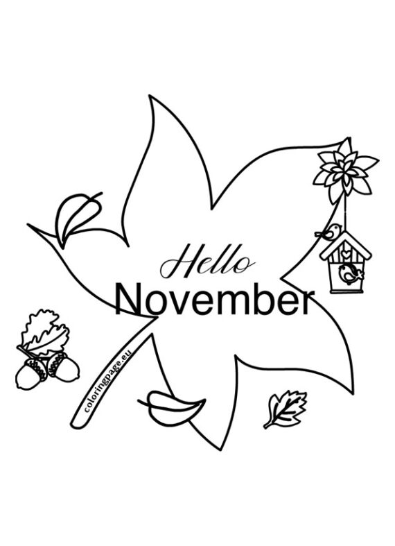 Hello November Lettering | Coloring Page