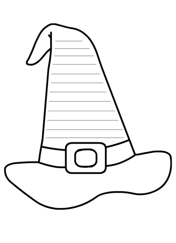 Witch hat writing template | Coloring Page